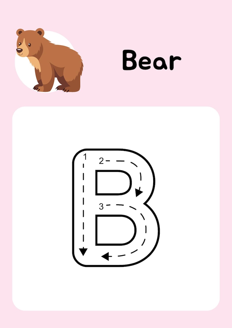Printable Cute Alphabet Animal Tracing Activity Workbook / Flash Cards ...