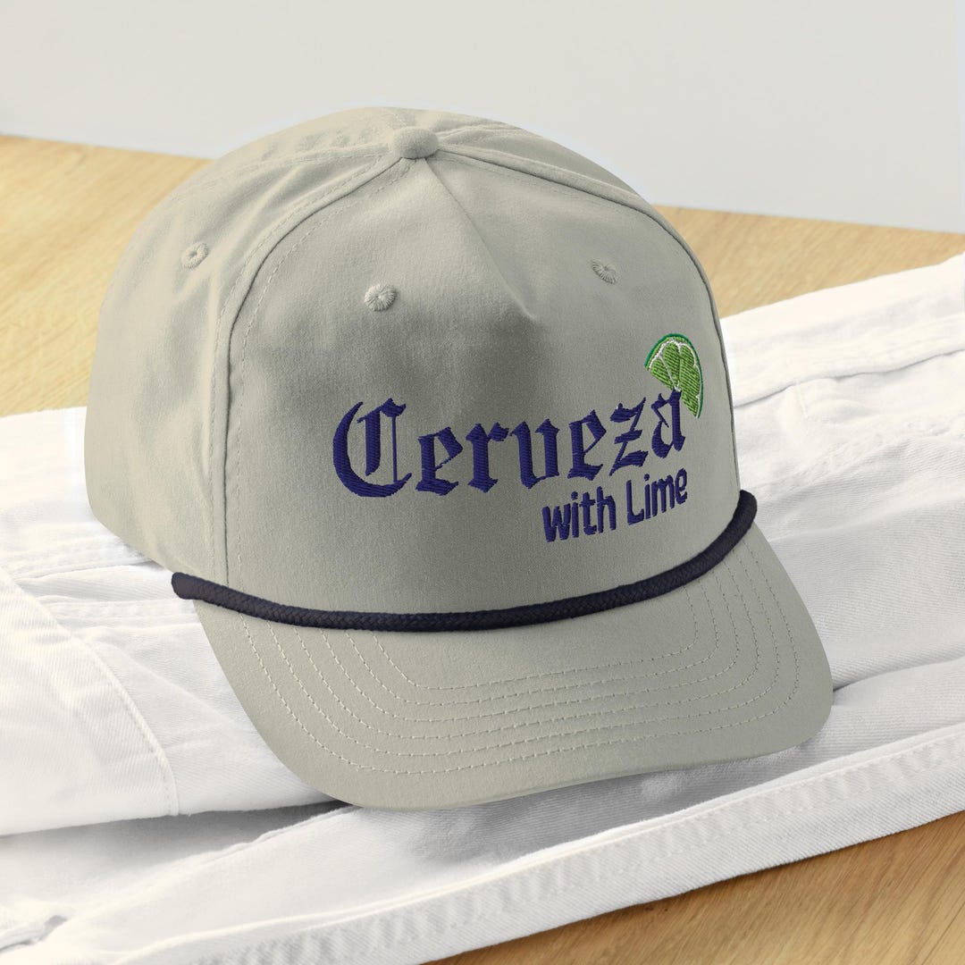 Golf Rope Hat, Cerveza With Lime, Funny Beer Hat, Adjustable Back, Golf ...