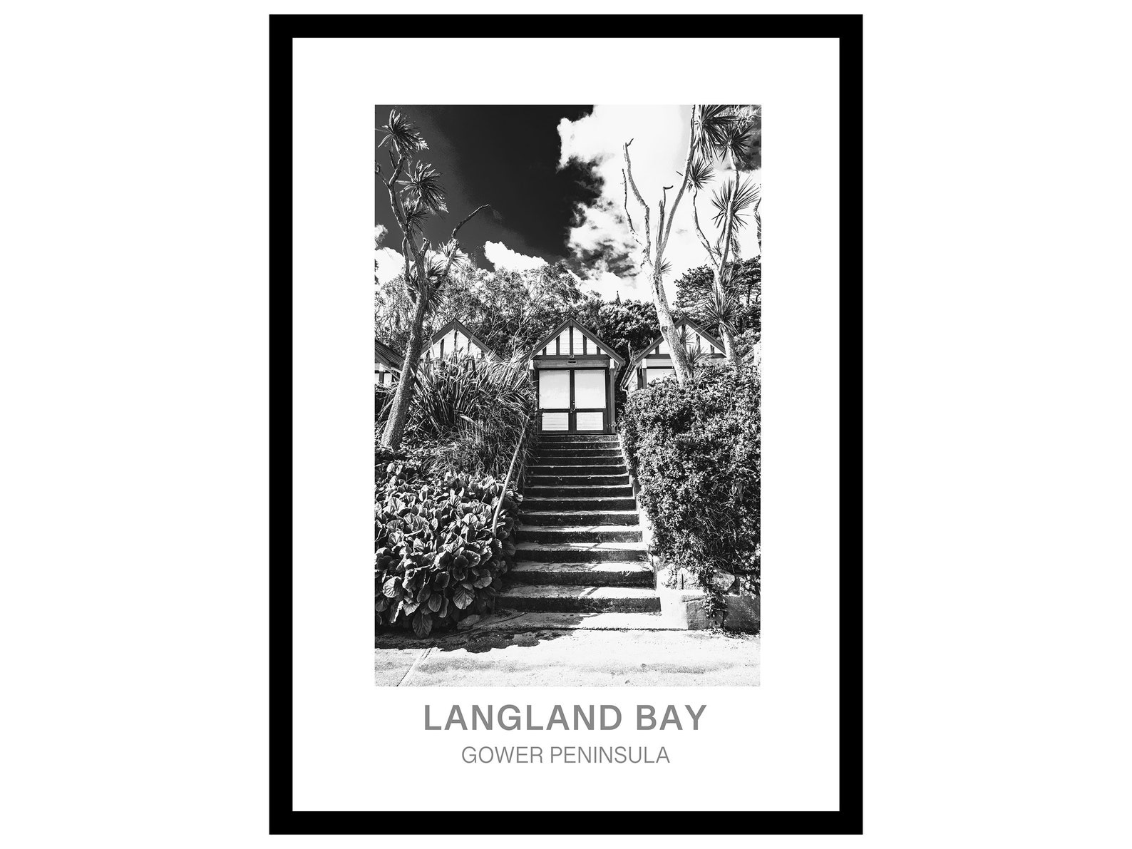 Langland Bay, Gower Peninsula Black & White Digital Travel Print Gower ...