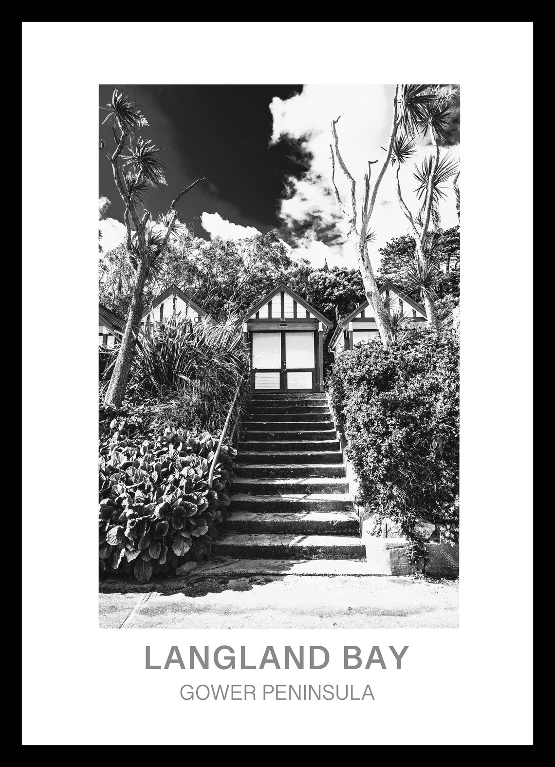 Langland Bay, Gower Peninsula Black & White Digital Travel Print Gower ...