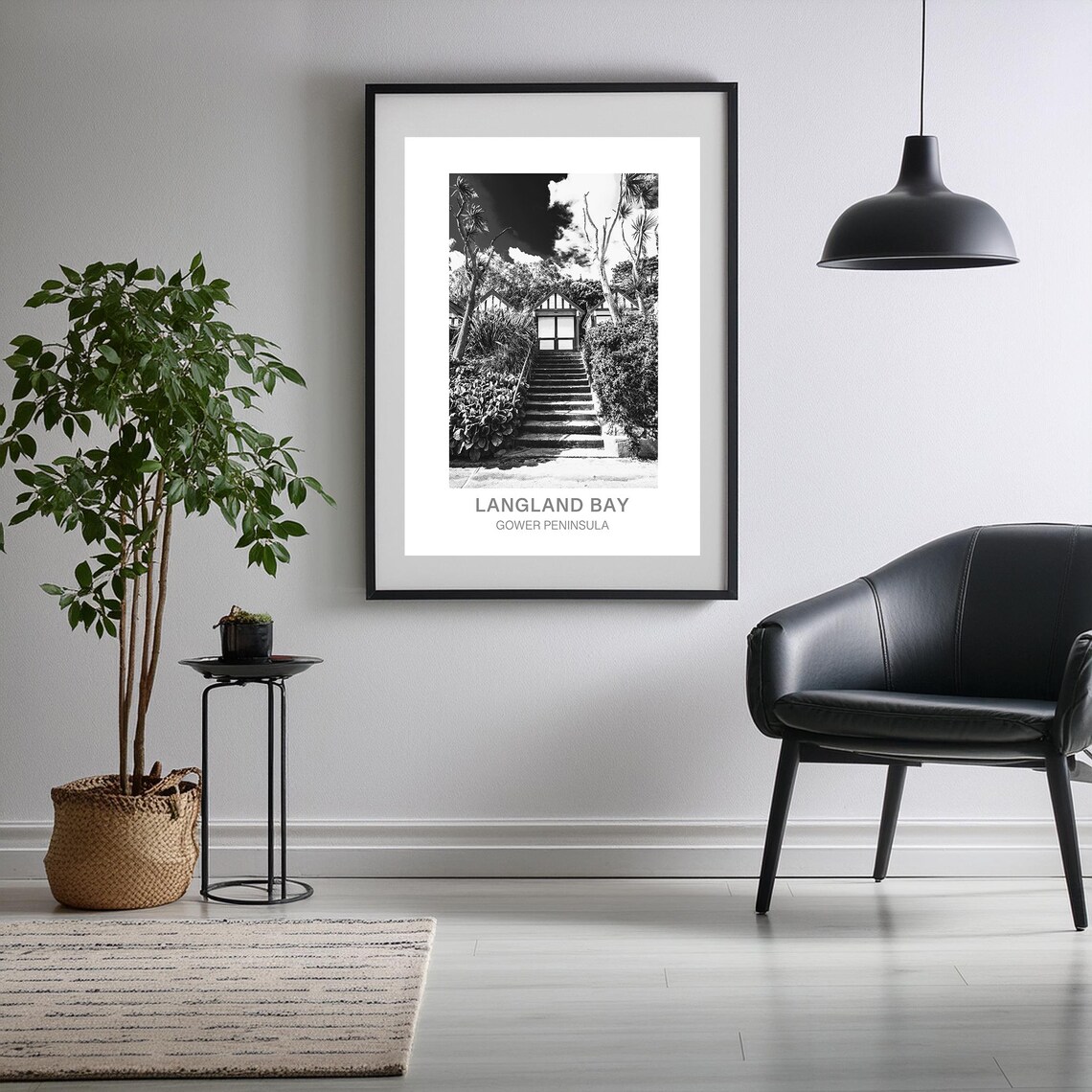 Langland Bay, Gower Peninsula Black & White Digital Travel Print Gower ...