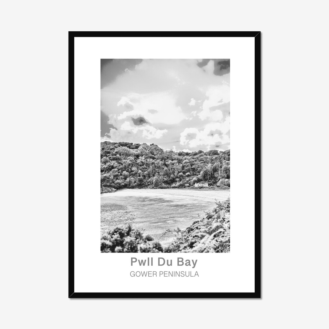 Pwll Du Bay, Gower Peninsula | Black & White Framed Travel Print ...