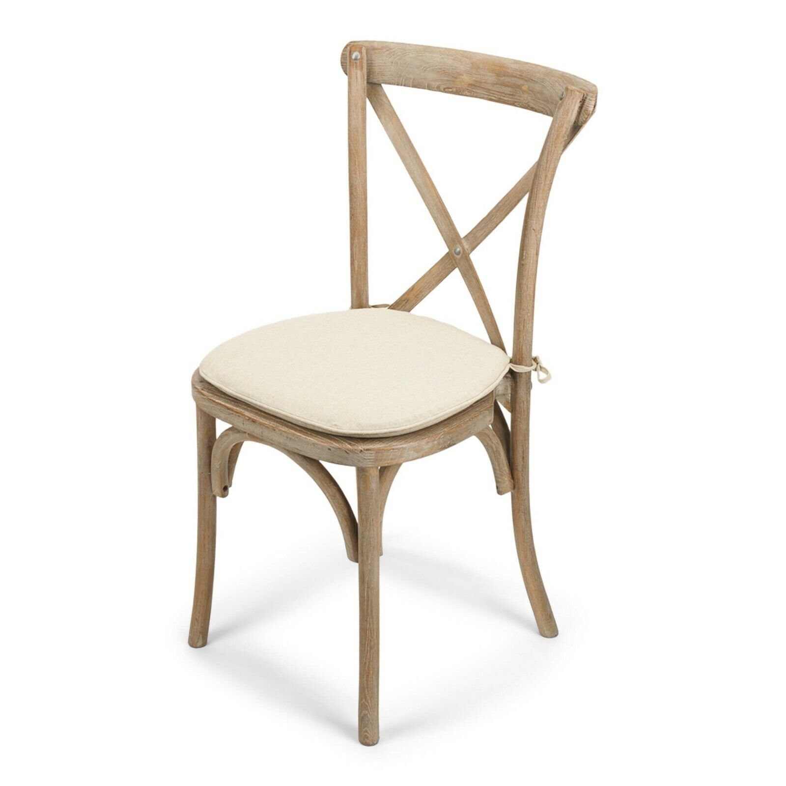 Canvas Tie Back Cross Back Chair Seat Cushion in Beige Linen - Etsy