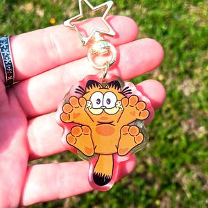 Garf Acrylic Keychain | Orange Cat Keychain | Lasagna Cat Keychain ...