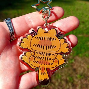 Garf Acrylic Keychain | Orange Cat Keychain | Lasagna Cat Keychain ...