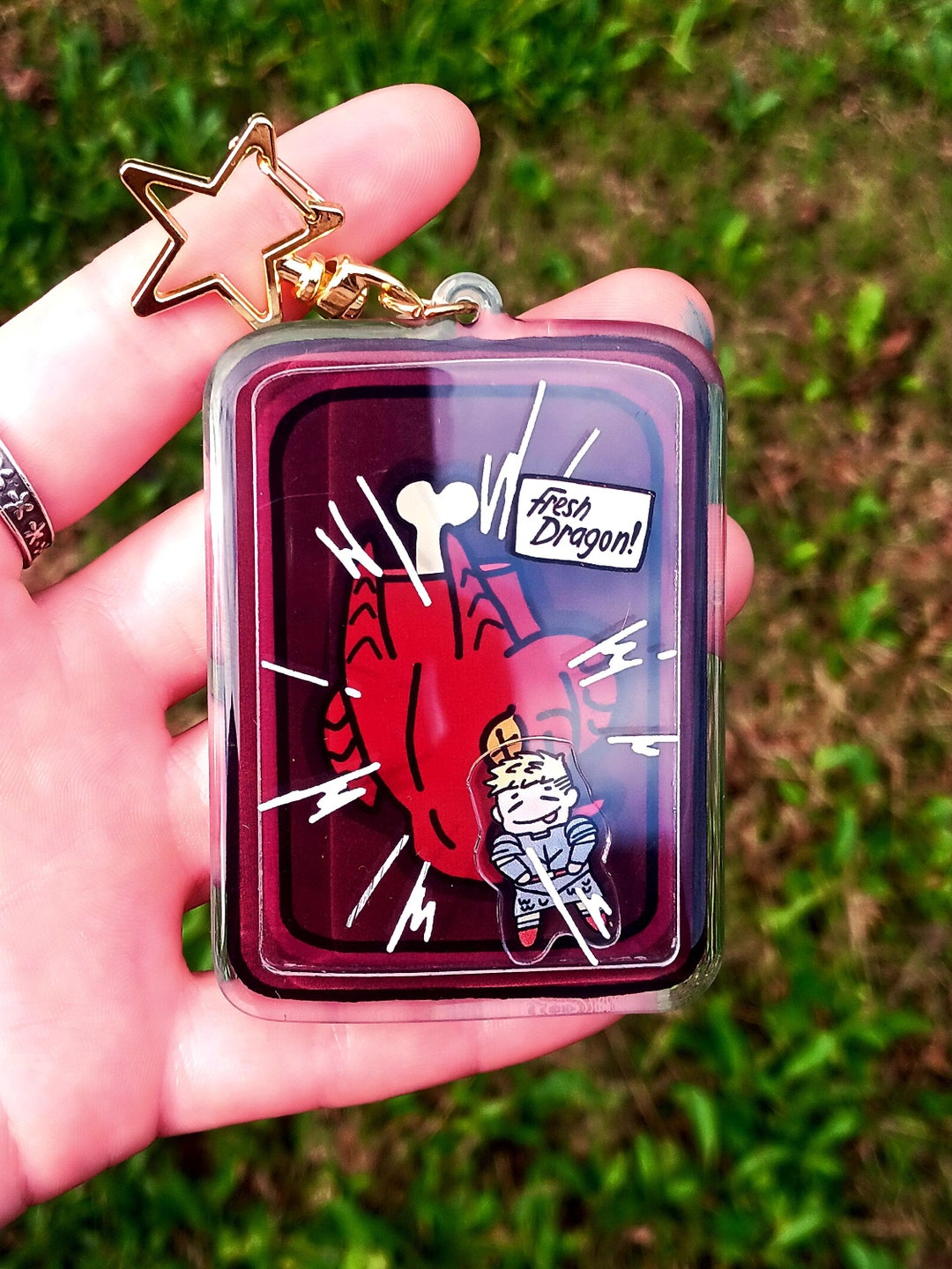 Dungeon Meshi Laios Dragon Meat Shaker Keychain | Gold Star Clasp - Etsy