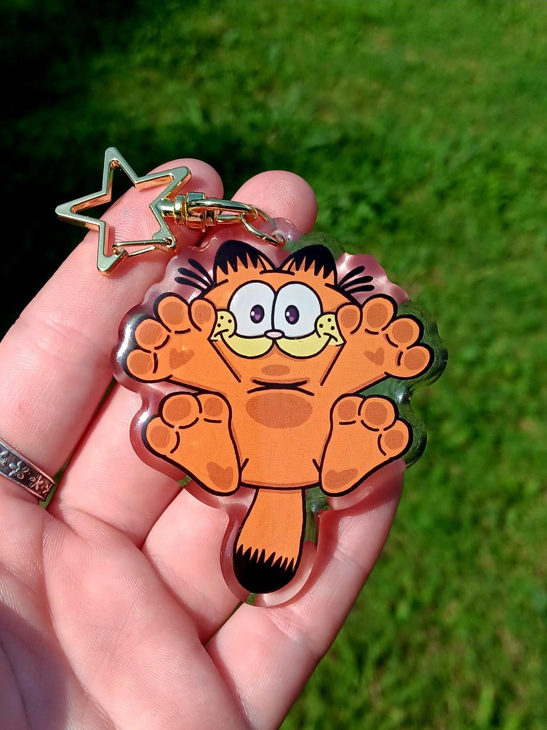 Garf Acrylic Keychain | Orange Cat Keychain | Lasagna Cat Keychain ...