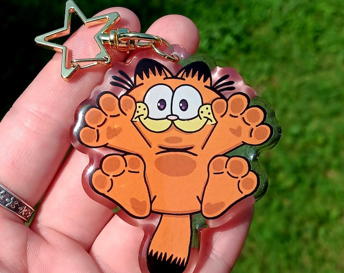 Garf Acrylic Keychain | Orange Cat Keychain | Lasagna Cat Keychain ...
