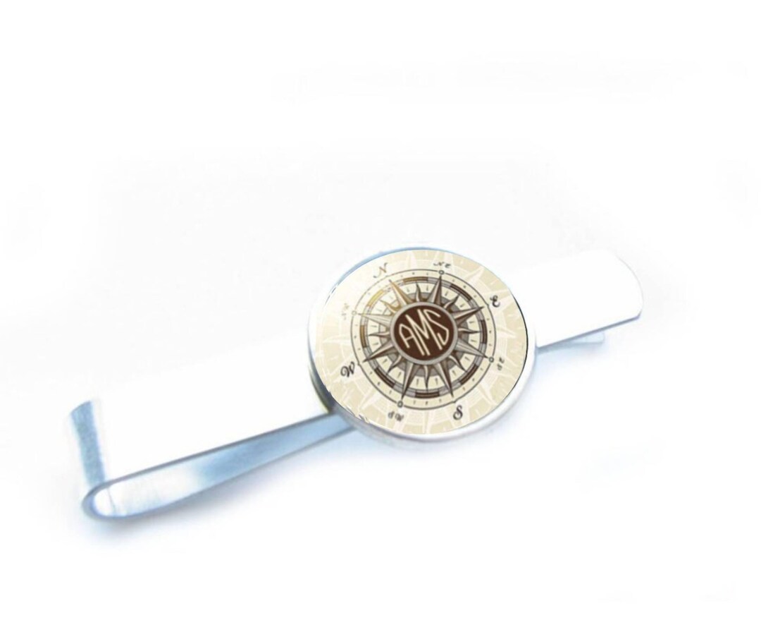 Compass Monogram Tie Clip, Personalized Gifts for Men, Father of the ...