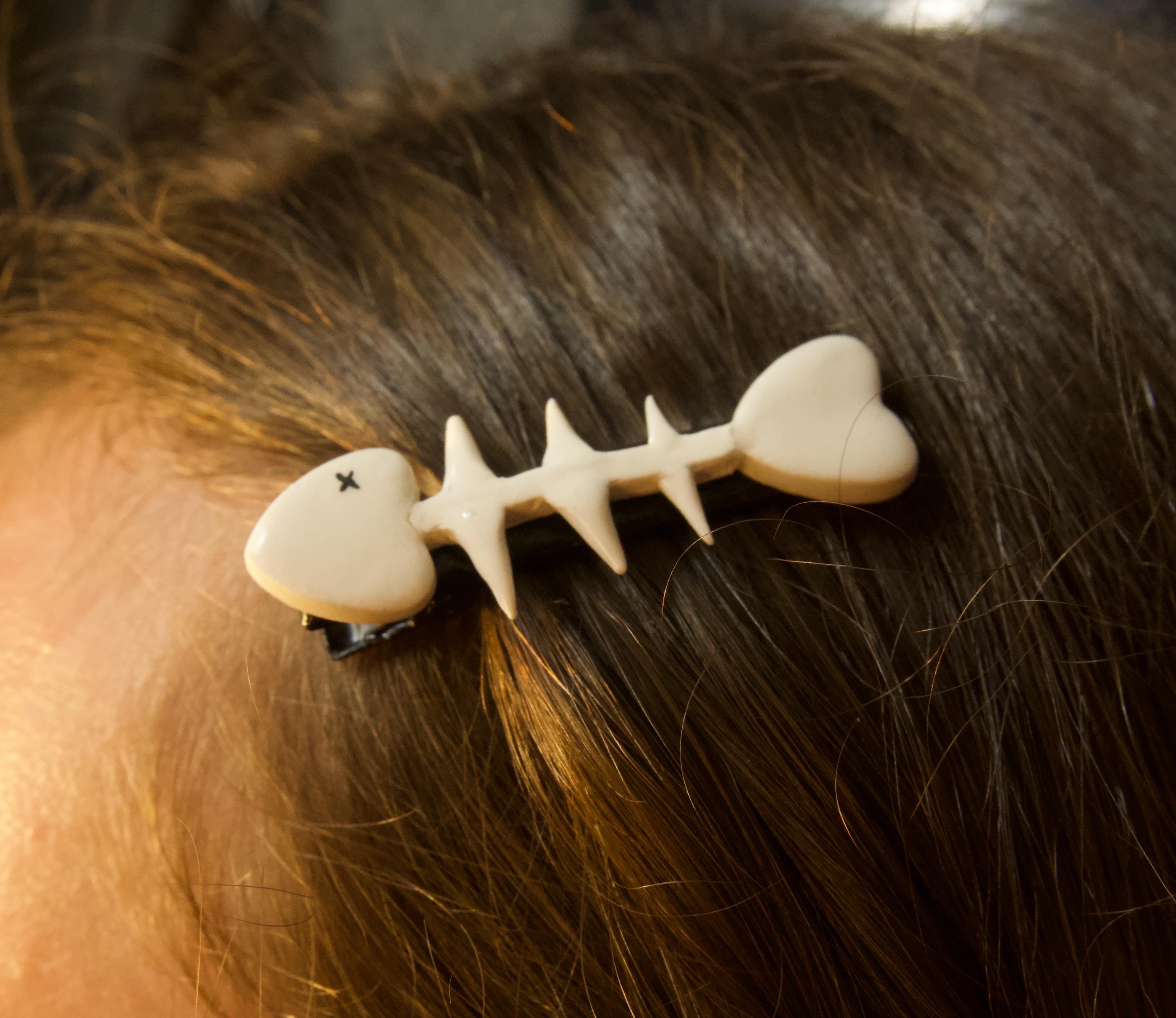 Heart Fish Bone Hair Clip / Made to Order / Alt / Accessories / Jewelry ...