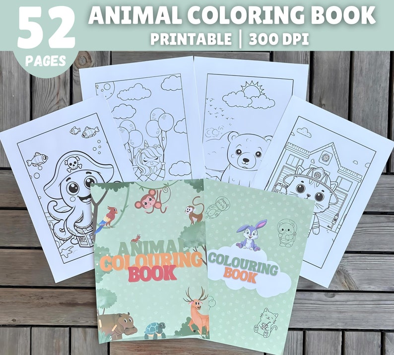Cute Animal Coloring Pages for Kids and Adults | Animal Coloring Book ...