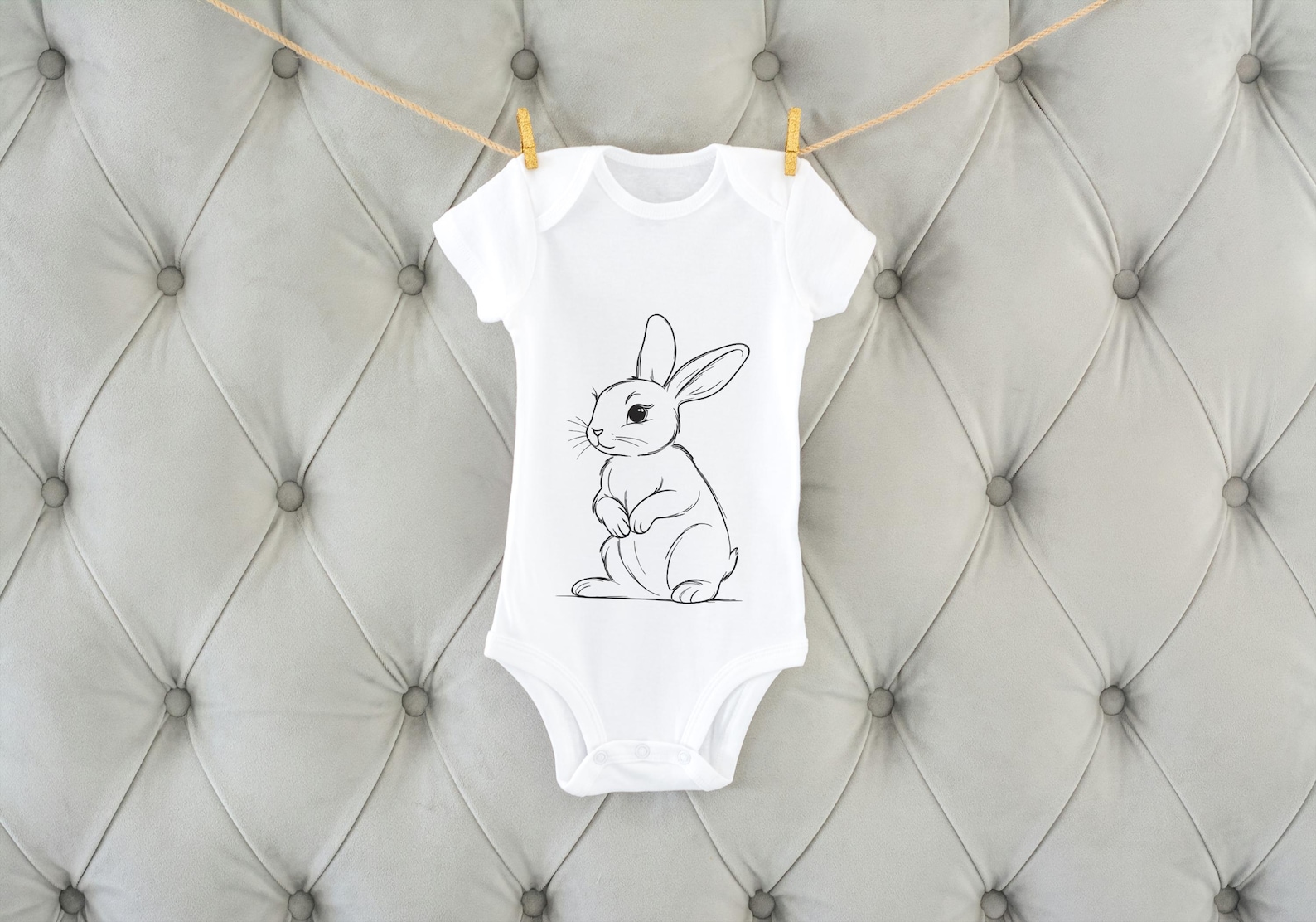 Rabbit Line Art PNG, Easter Bunny Clipart, Bunny Outline DXF, Digital ...