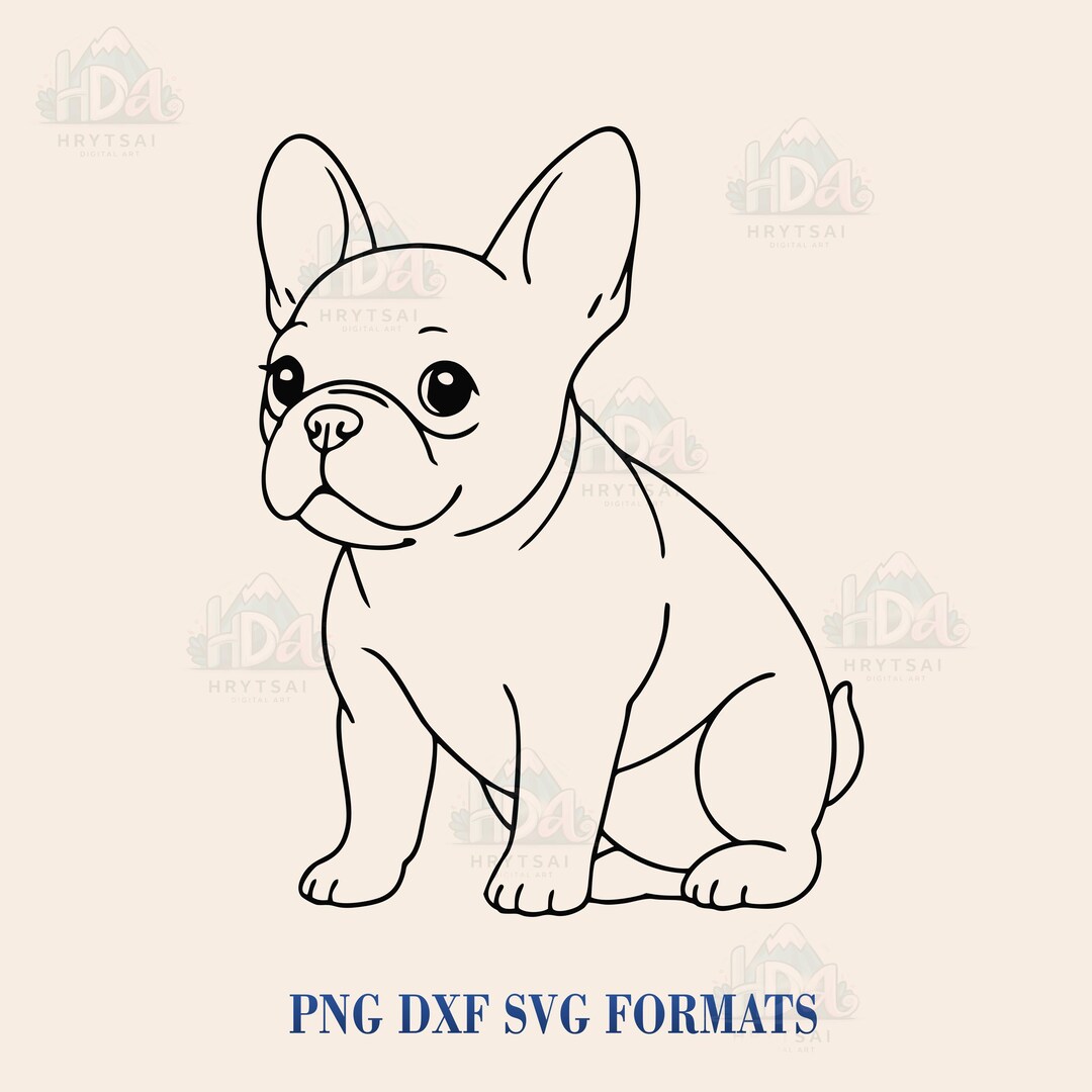 French Bulldog Line Art SVG, Frenchie Clipart, Dog Outline PNG, Digital ...