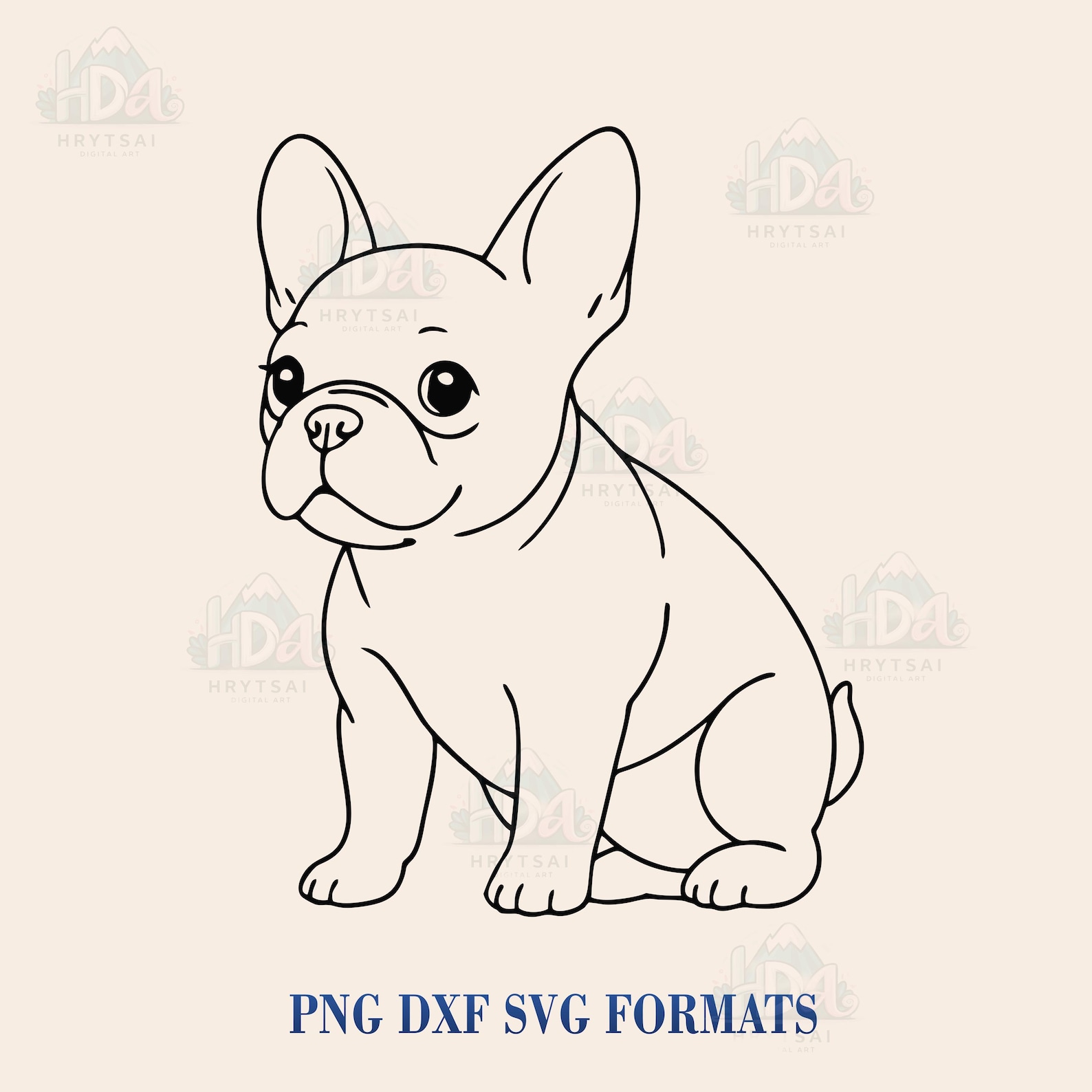 French Bulldog Line Art SVG, Frenchie Clipart, Dog Outline PNG, Digital ...