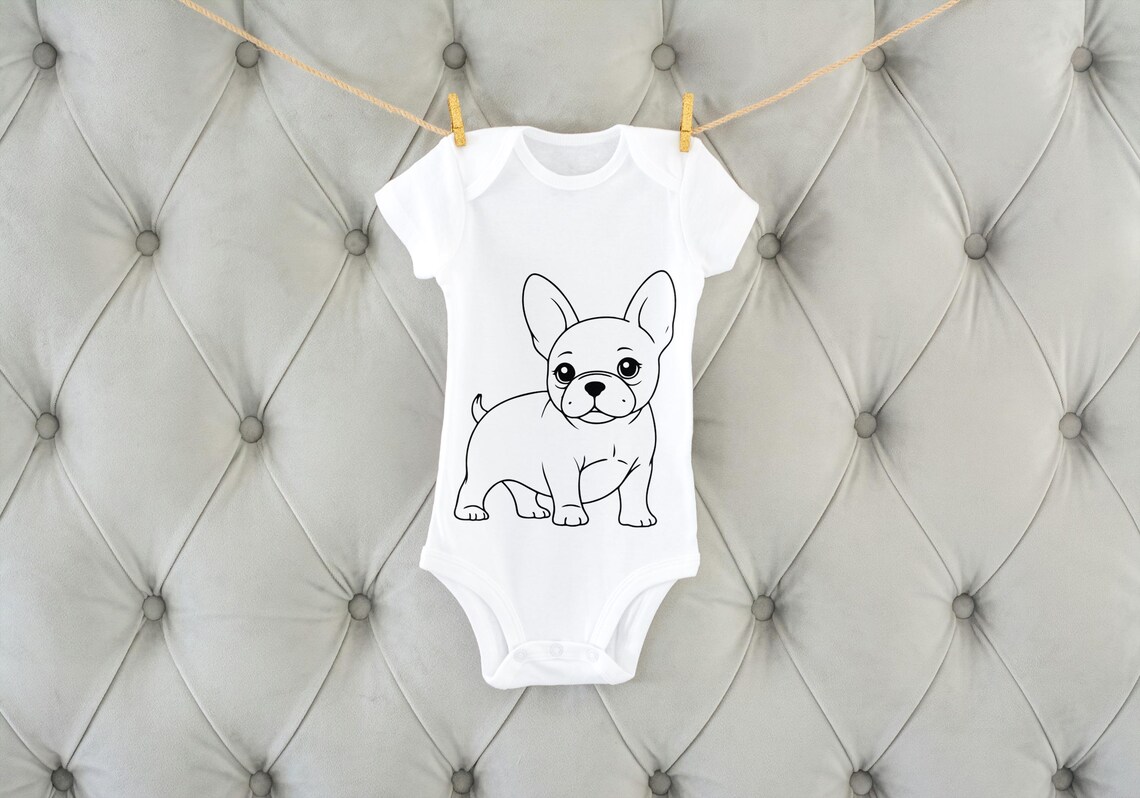 Cute French Bulldog Puppy SVG, Frenchie Line Art, Dog Outline Clipart ...