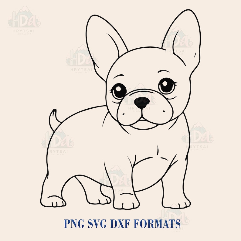 Cute French Bulldog Puppy SVG, Frenchie Line Art, Dog Outline Clipart ...