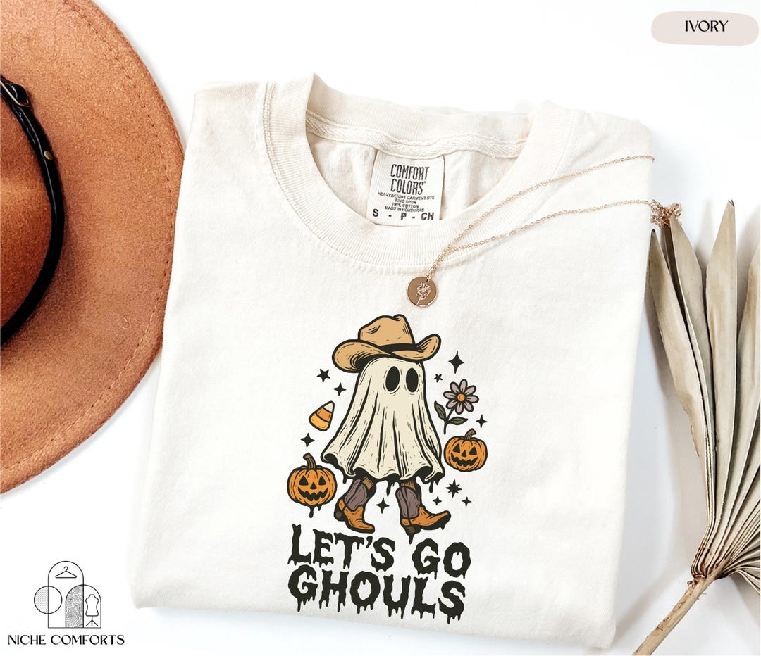 Comfort Colors® Let's Go Ghouls Shirt, Western Halloween Shirt, Cute ...