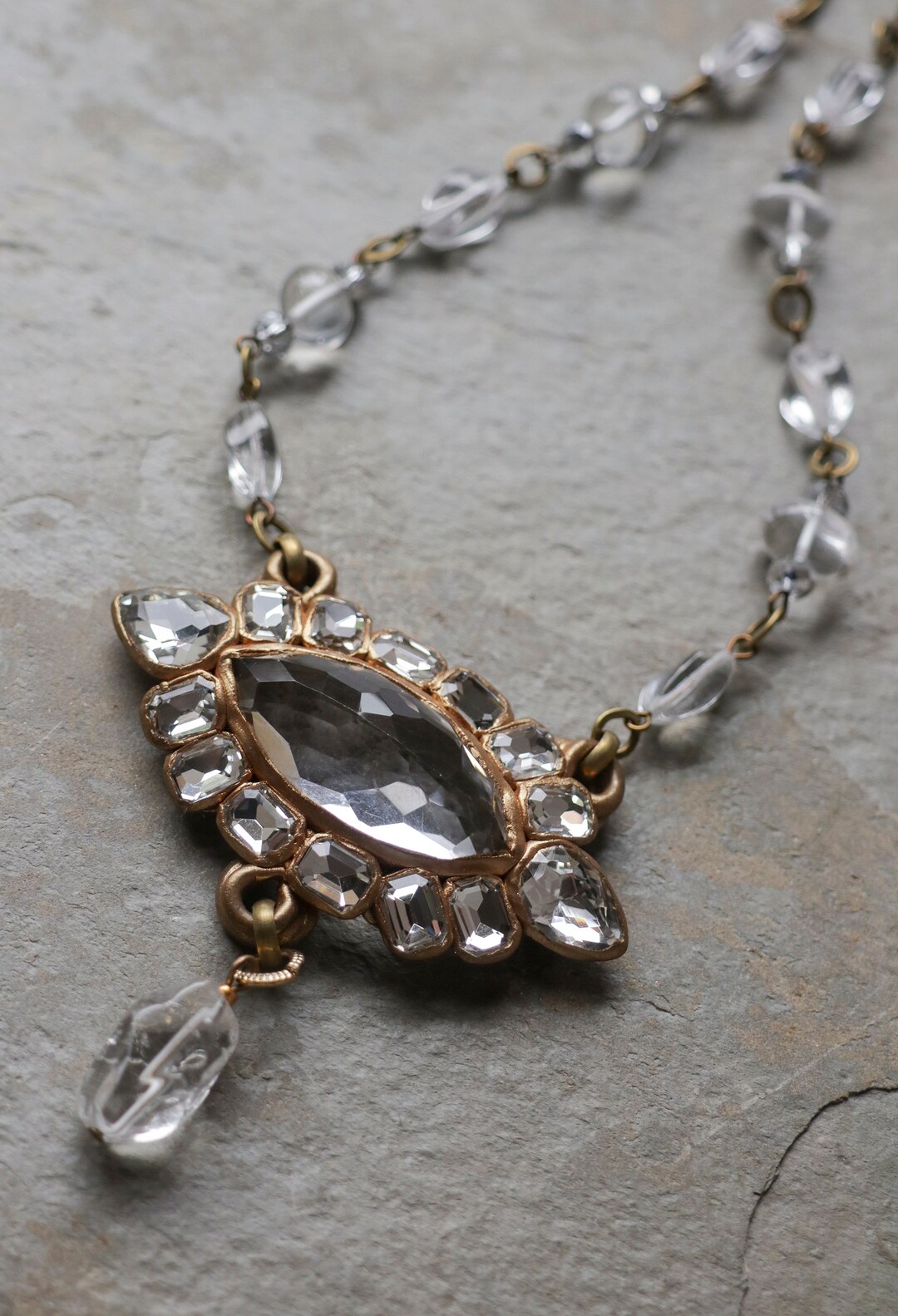 Clear Quartz Spindle Shaped Stone and Crystal Glass Stones, Short ...