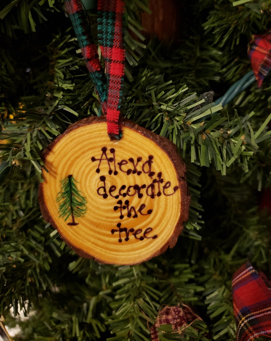 Unique Handcrafted Hand Painted Wood Tree Ornament alexa Decorate the ...