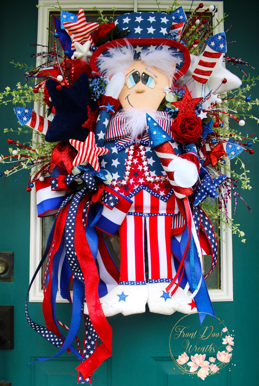 Uncle Sam Patriotic Wreath: Fourth of July Summer Decor - Etsy