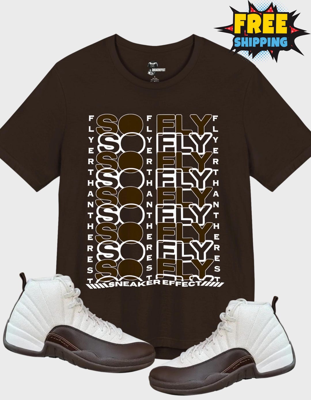 SNEAKER EFFECT Tee Shirt to Match Sole Fly X Air Jordan 12 Retro SP Cafecito - Etsy
