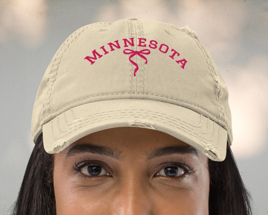 Distressed Minnesota Baseball Hat – Pink Embroidered Bow Cap, Vintage ...