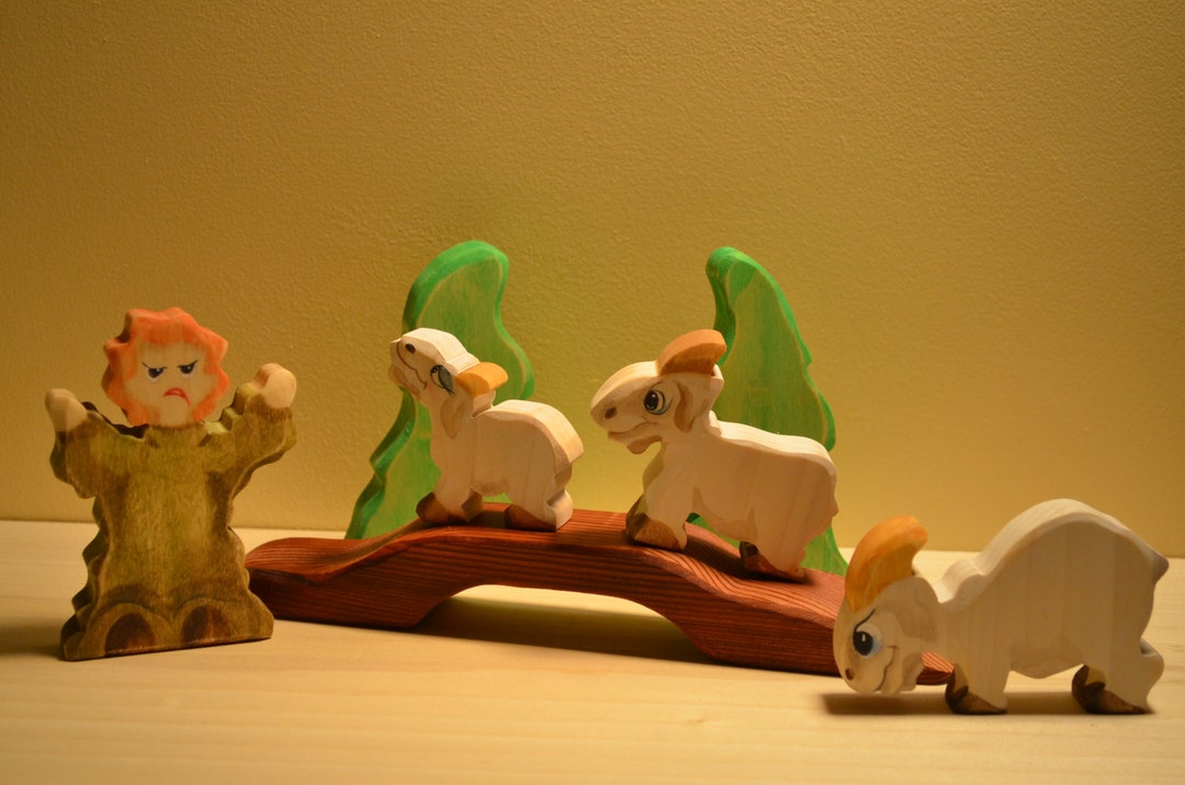 Three Billy Goats Gruff Wooden Play Set Waldorf Style..american Mid ...
