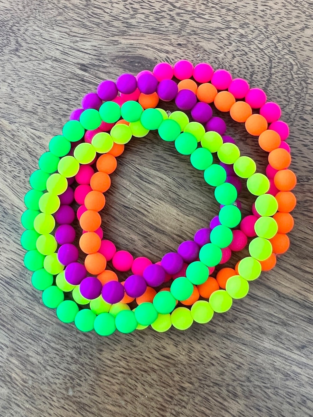New Neon Beaded Bracelet Summer Bracelets Stacking - Etsy