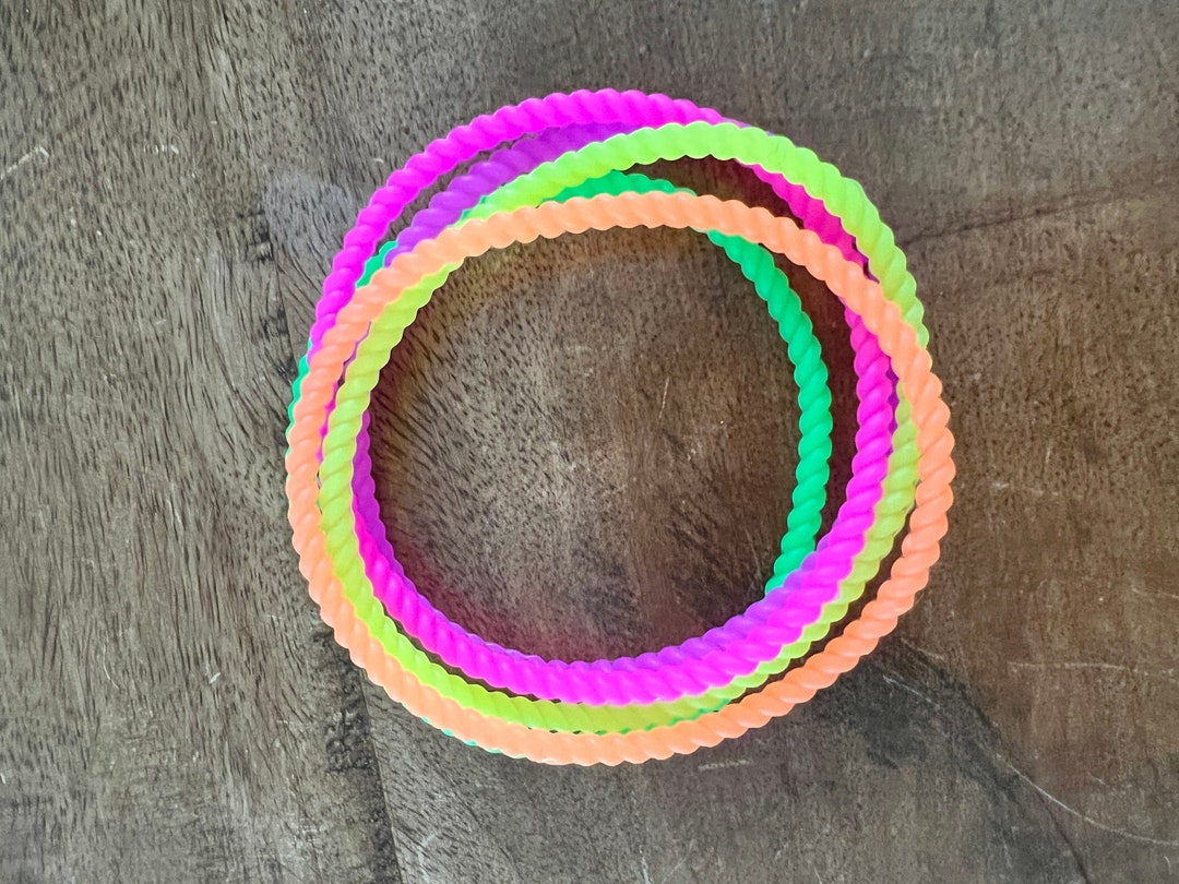 Neon Jelly Bracelet Set, 80s Style Stacking Bracelets - Etsy