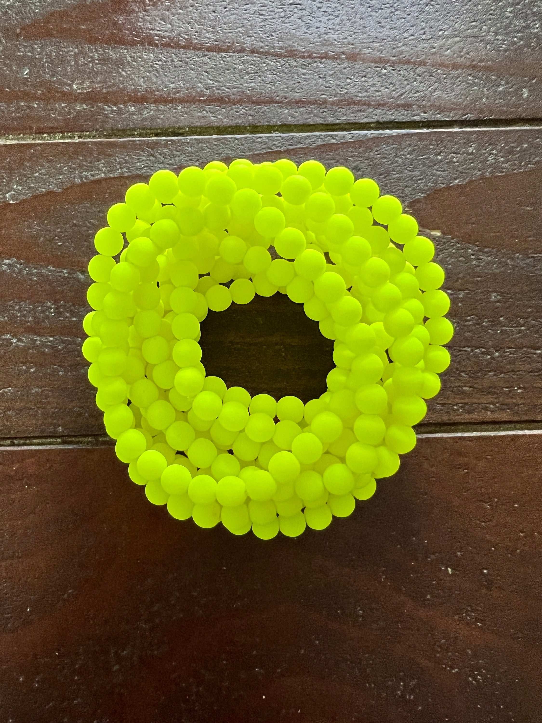 New Round Bead Neon Yellow Bracelet Neon Beaded Bracelet Neon Jewelry ...