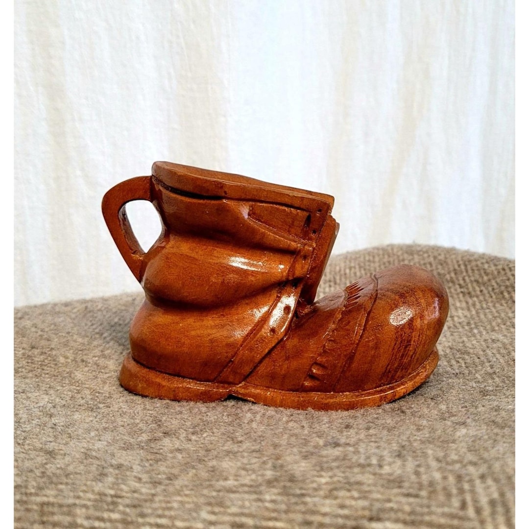 Hand-carved Wooden Boot Figurine - Etsy
