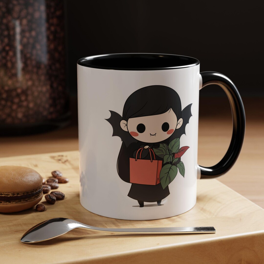 Vampire Mug, Cute Vampire Holding Plant Coffee Cup, Halloween Gift ...