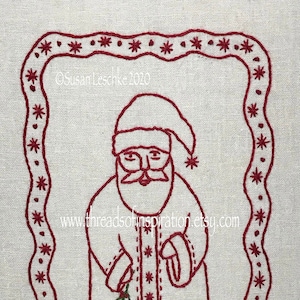 Redwork Santa Hand Embroidery PDF Instant Download Pattern - Etsy