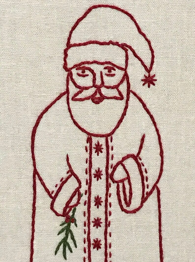 Redwork Santa Hand Embroidery PDF Instant Download Pattern - Etsy