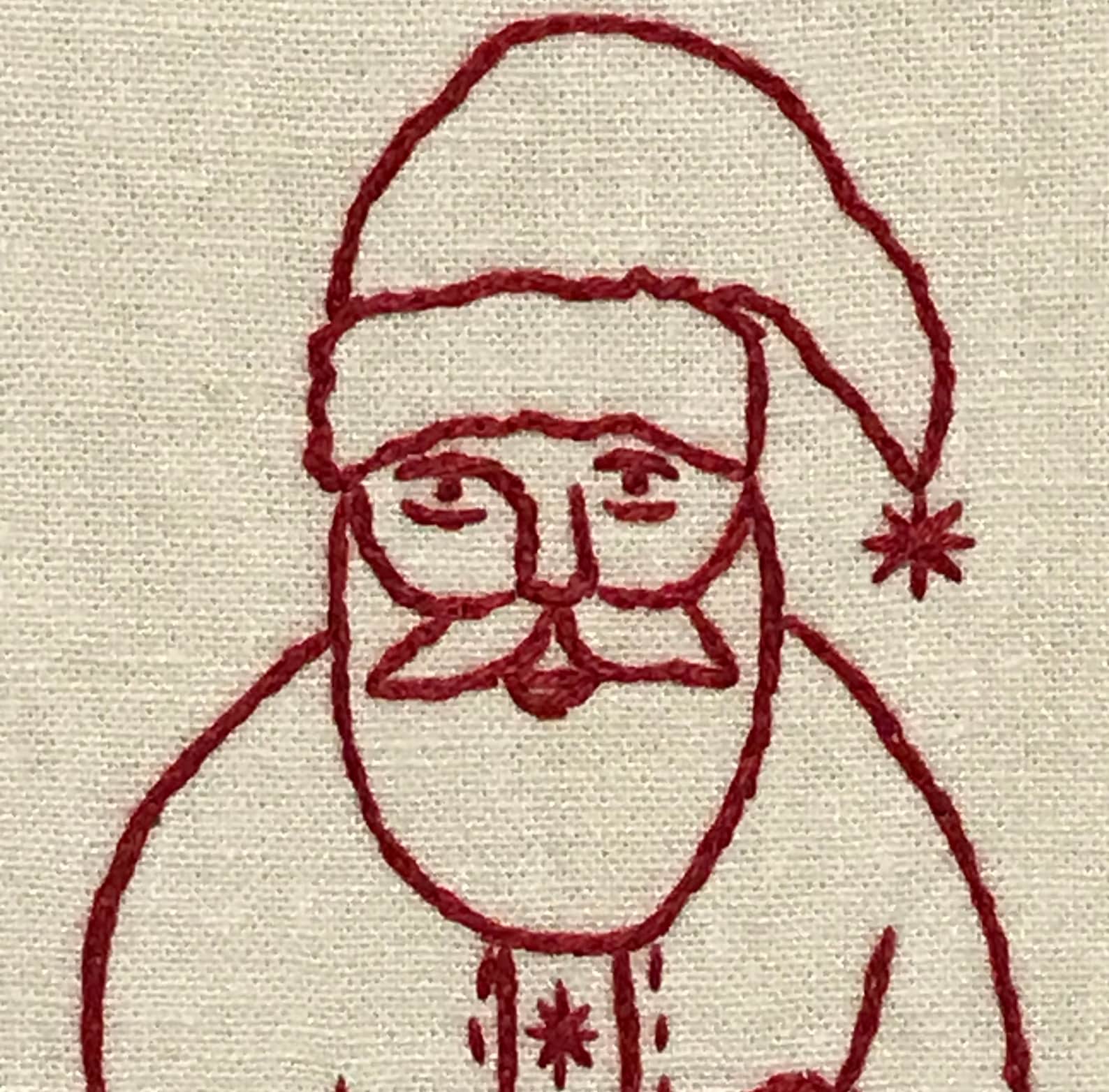 Redwork Santa Hand Embroidery PDF Instant Download Pattern - Etsy