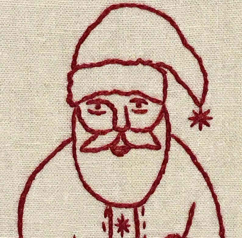 Redwork Santa Hand Embroidery PDF Instant Download Pattern - Etsy