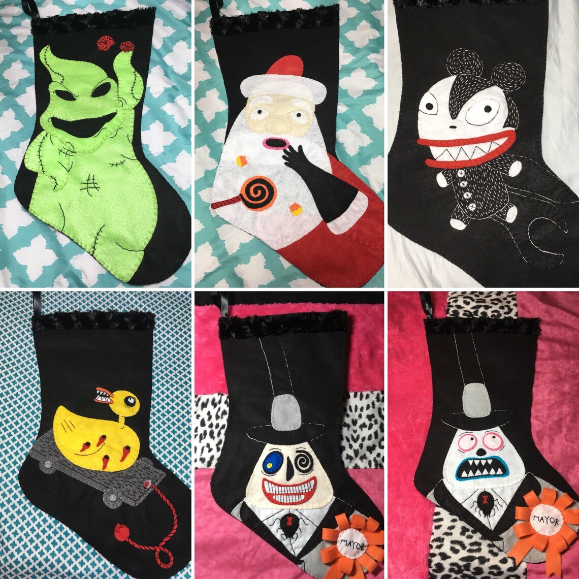 Nightmare Before Christmas Scary Teddy Inspired Christmas Stocking Hand ...