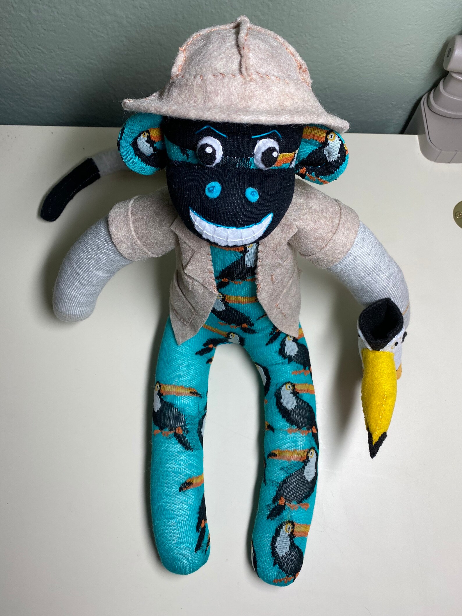 Cheeky Tiki Sock Monkey Wearing Pith Helmet With Toucan Mug - Etsy