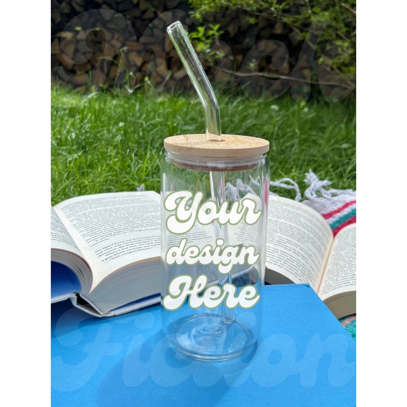 Bookish Glass Cup Mockup, Glass Can Mockup, Bookish Mockup, Reading ...