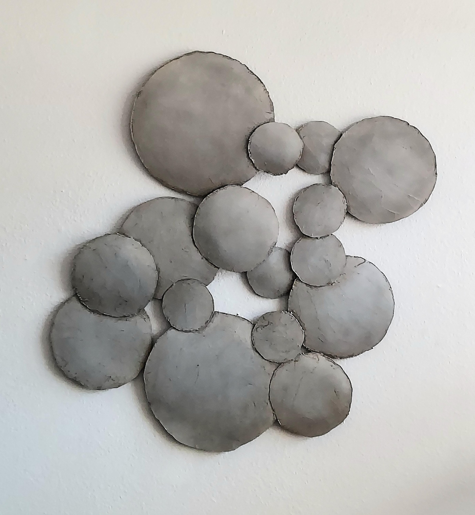 Abstract Contemporary Metal Wall Hanging Sculpture Silver Antique ...
