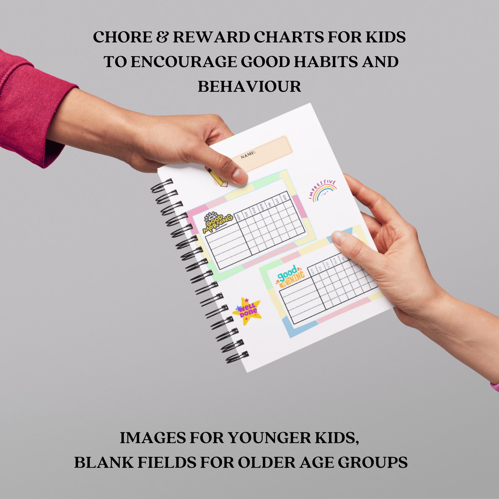 Kids Reward & Chore Chart Bundle, Printable, Editable, Daily Routine ...