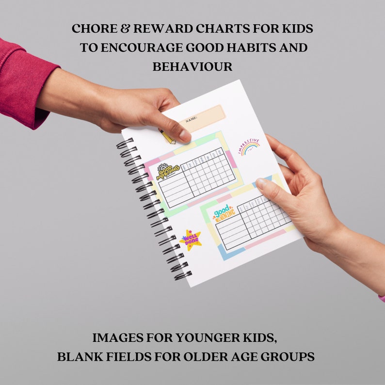 Kids Reward & Chore Chart Bundle, Printable, Editable, Daily Routine ...