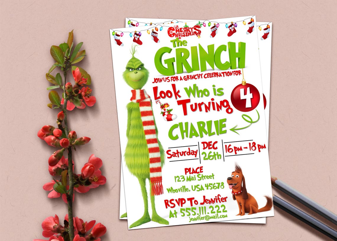 Editable Grinch Birthday Invitation | Merry Grinchmas Invitation ...
