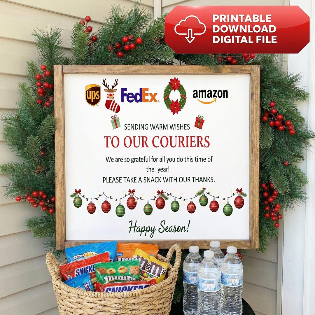 Printable Christmas Delivery Driver Thank You Sign – Holiday Porch ...