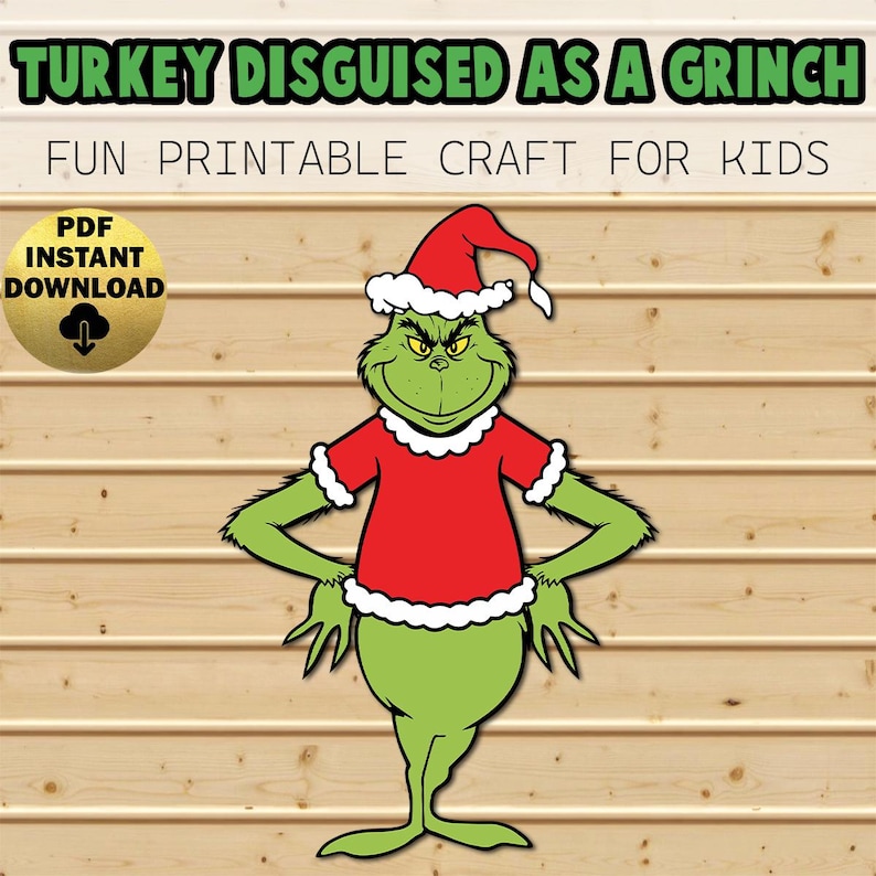 Disguise a Turkey as the Grinch Printable | Thanksgiving Kids Craft ...