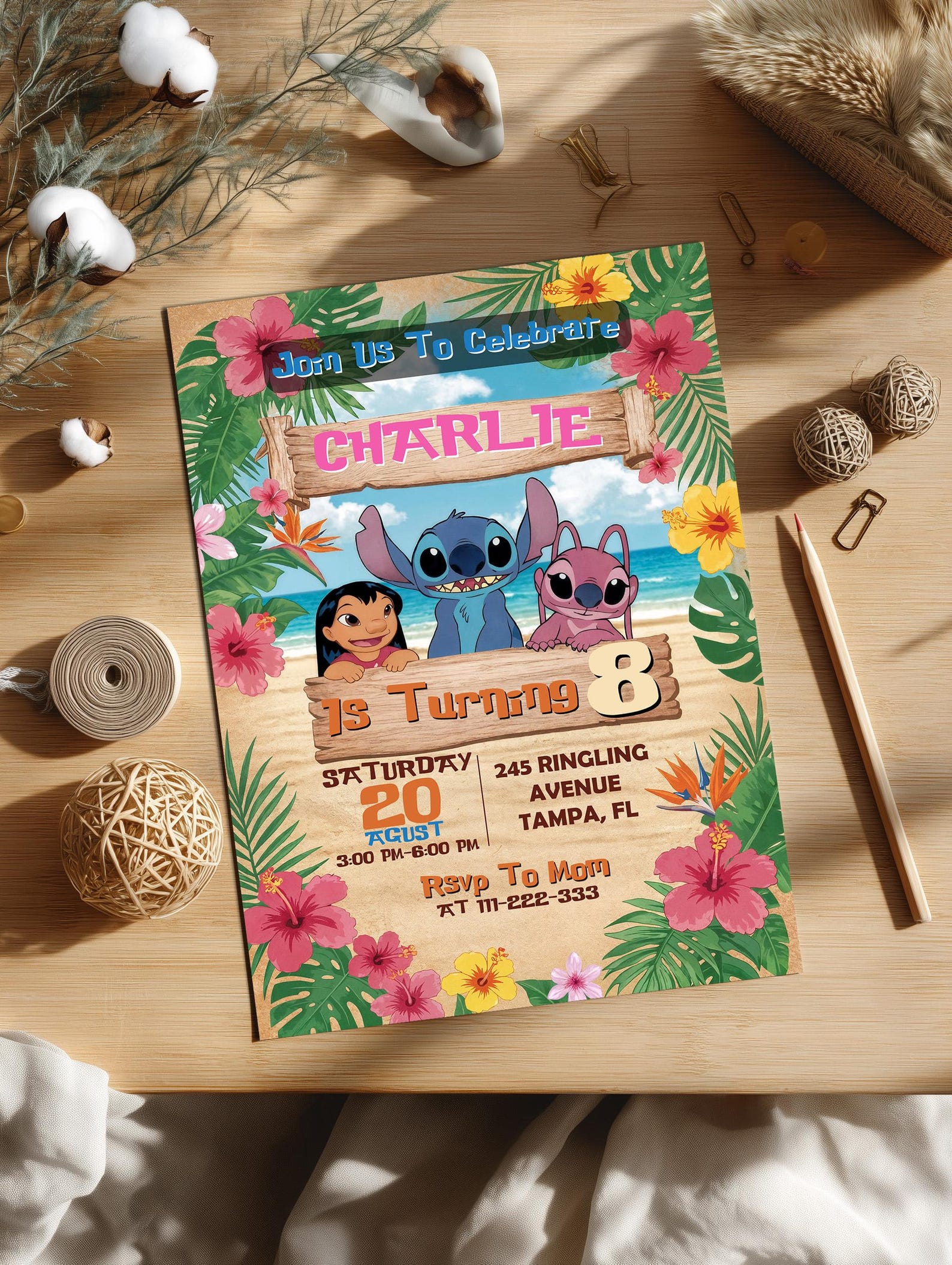 Custom Editable Editable Stitch Invitation, Lilo and Stitch Birthday ...