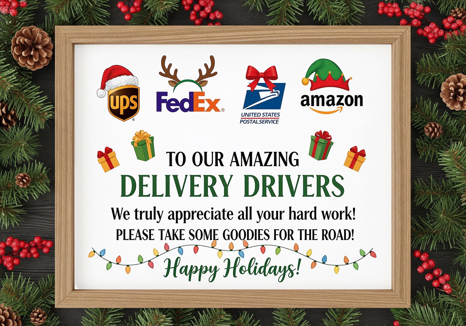 Christmas Sign Delivery Driver Thank You Sign Printable – Holiday Snack ...