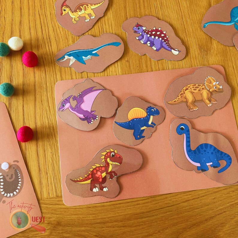 10 Dinosaur Fossils Hunting Printable, Dino Anatomy Game for Toddlers ...