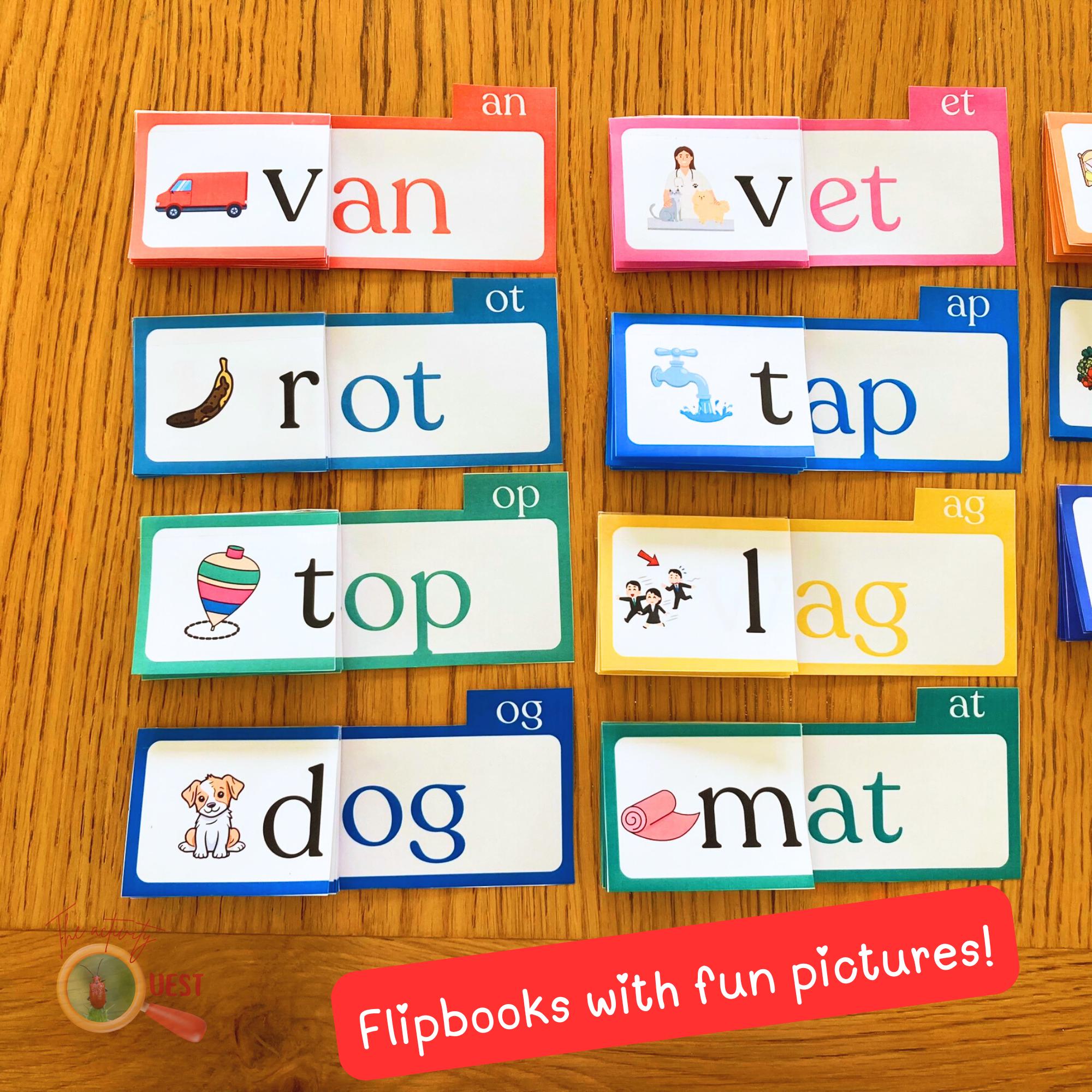 CVC Words Flipbooks for Kids, Learning to Read Supplies for Children ...
