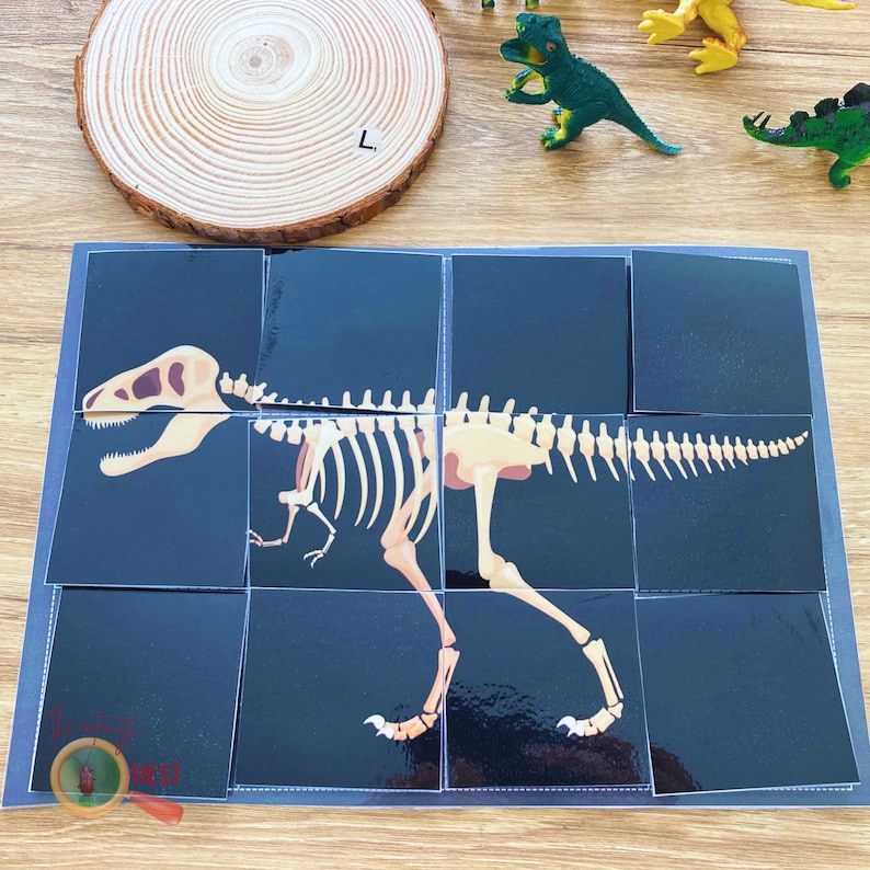 Dinosaur Fossil Jigsaw Printable for Kids, Dino Lovers Puzzle for ...